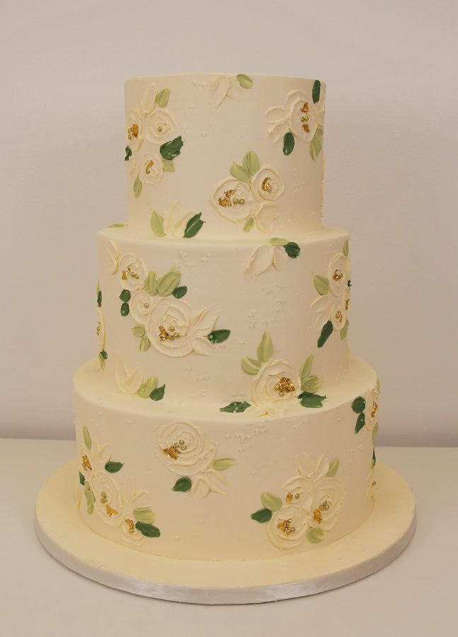 Buttercream Spring Flowers Wedding Cake No.W272 - Creative Cakes